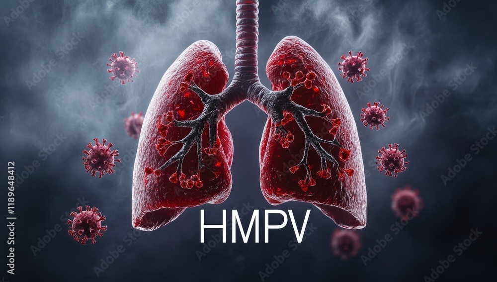Visual representation of HMPV affecting the lungs, highlighting its ...