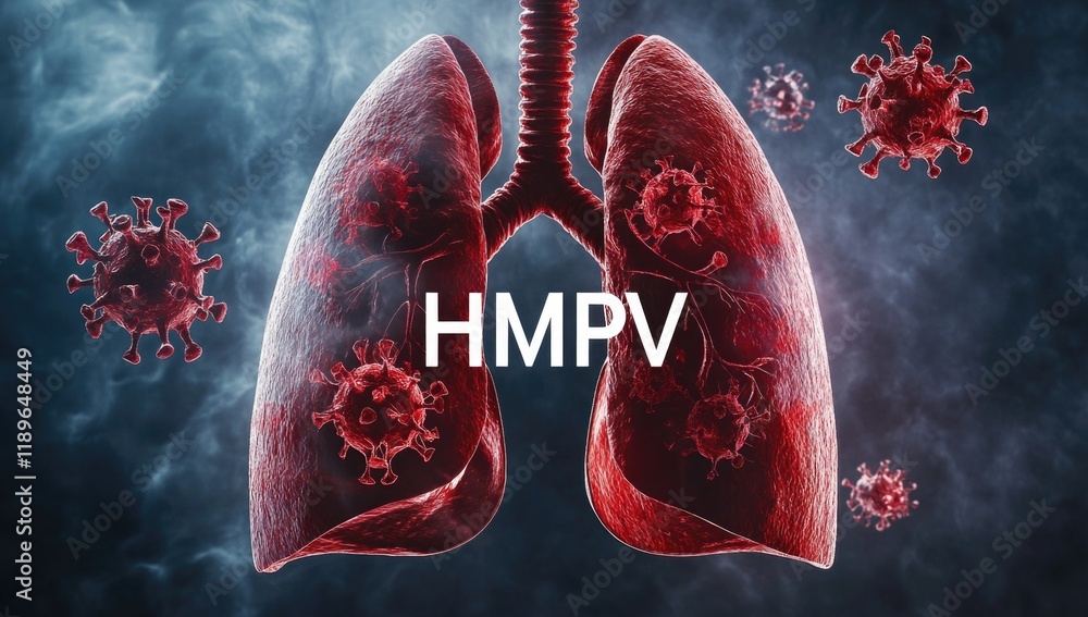 Visual representation of HMPV affecting the lungs, highlighting its ...