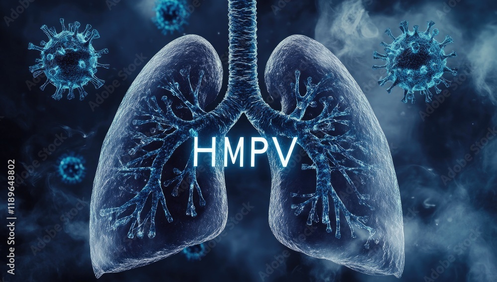 Visual representation of HMPV affecting the lungs, highlighting its ...