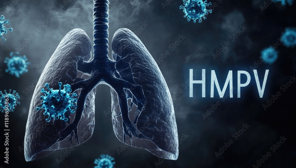 Visual representation of HMPV affecting the lungs, highlighting its ...