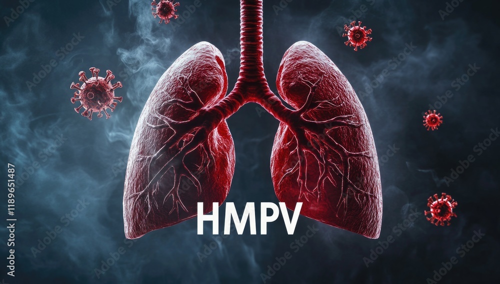 Visual representation of HMPV affecting the lungs, highlighting its ...