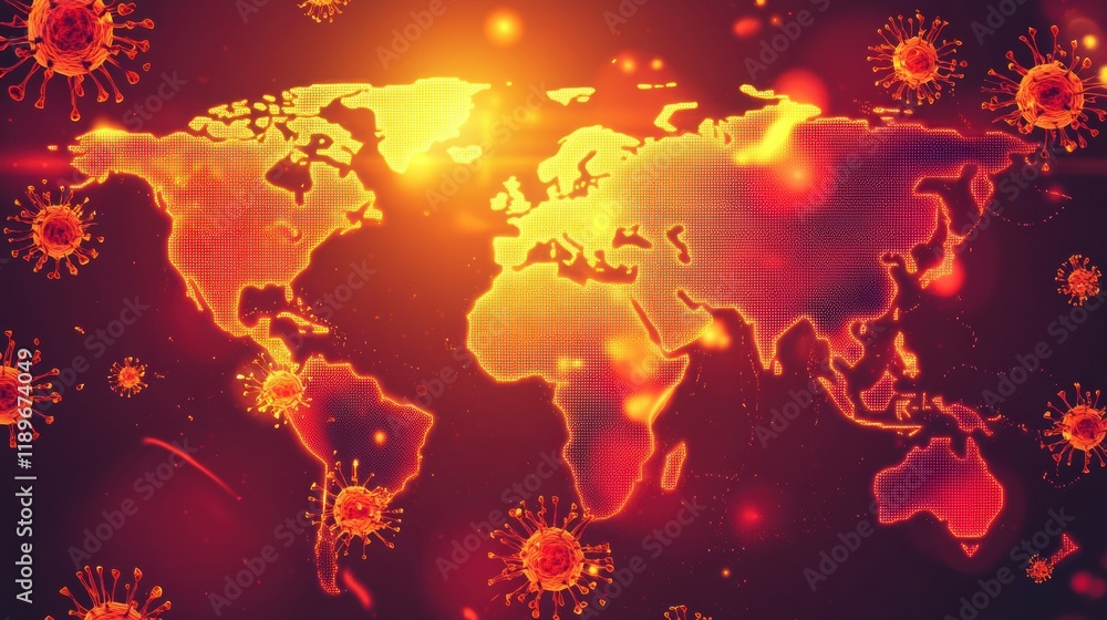 Foto de Stock World map showing zones of epidemic outbreaks with ...