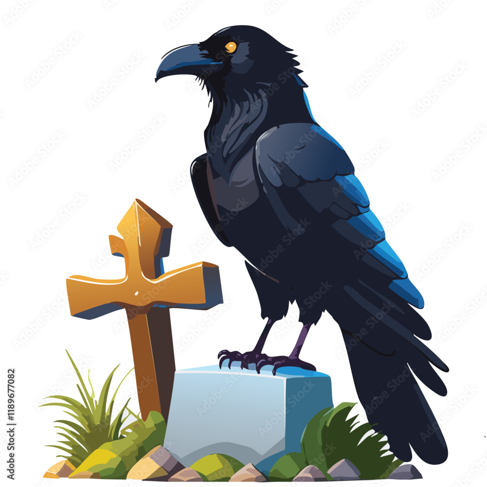 Raven, Darkness, and Graveyard Magic Pt.2.eps Stock Vector | Adobe Stock