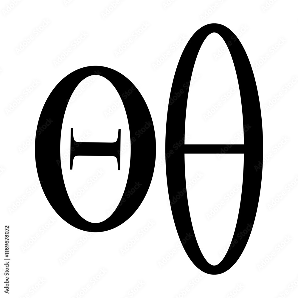 Yunani alphabet icon letter theta Stock Vector | Adobe Stock