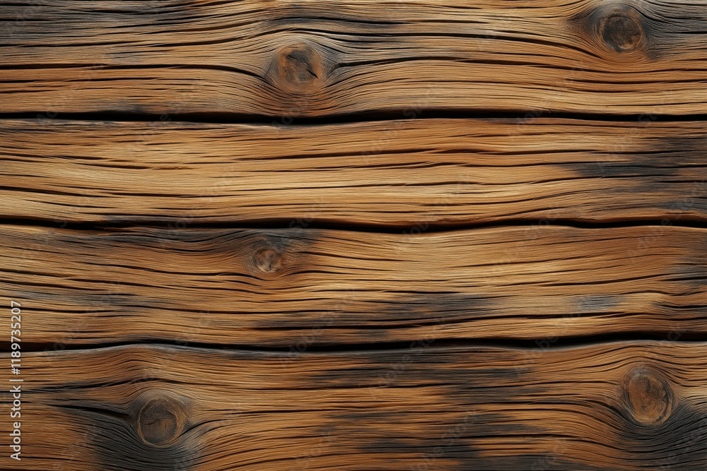 Closeup view of aged weathered wood plank. Horizontal wood grain ...