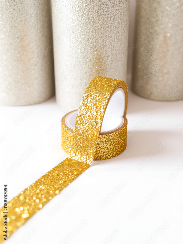 Gold glitter tape with a mosh effect, perfect for adding sparkle to any ...