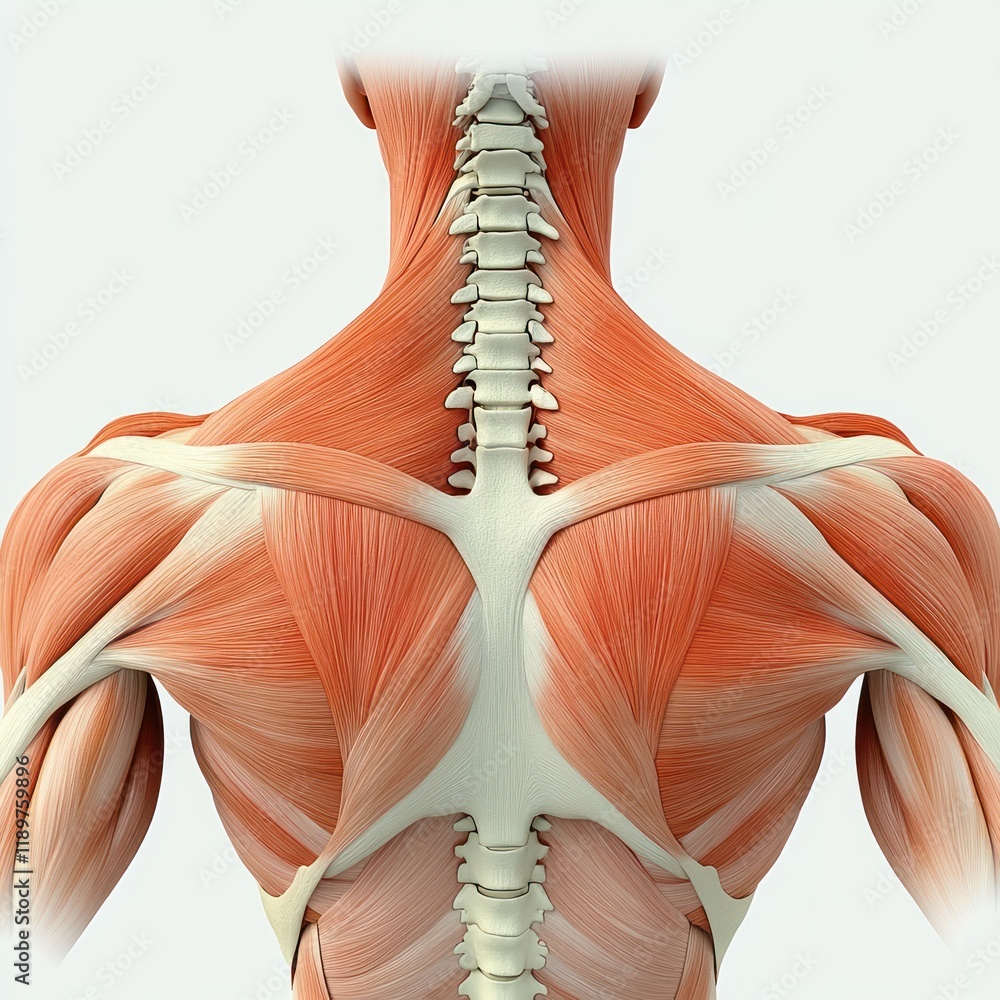 Stock-Foto „Rhomboid Major Trapezius Muscles Posterior View Upper Back ...