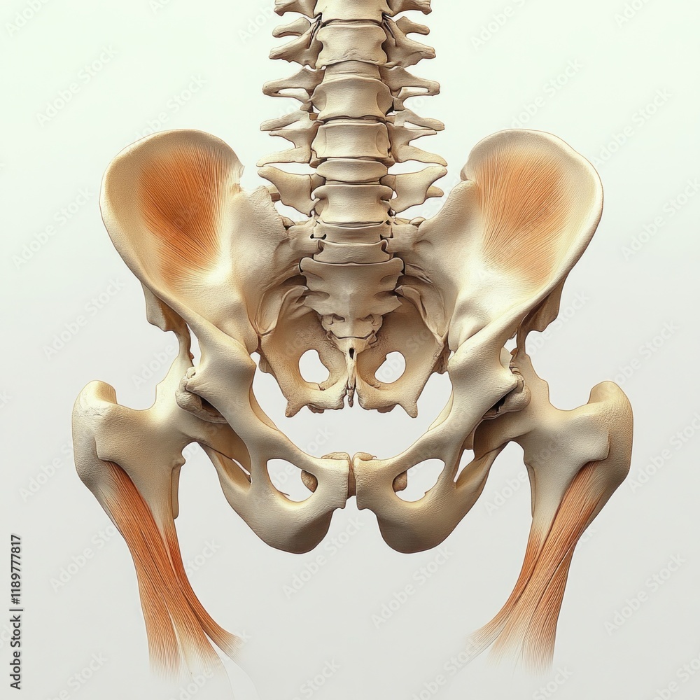 Human Pelvis and Lower Spine Anatomical Illustration of Gluteus Minimus ...