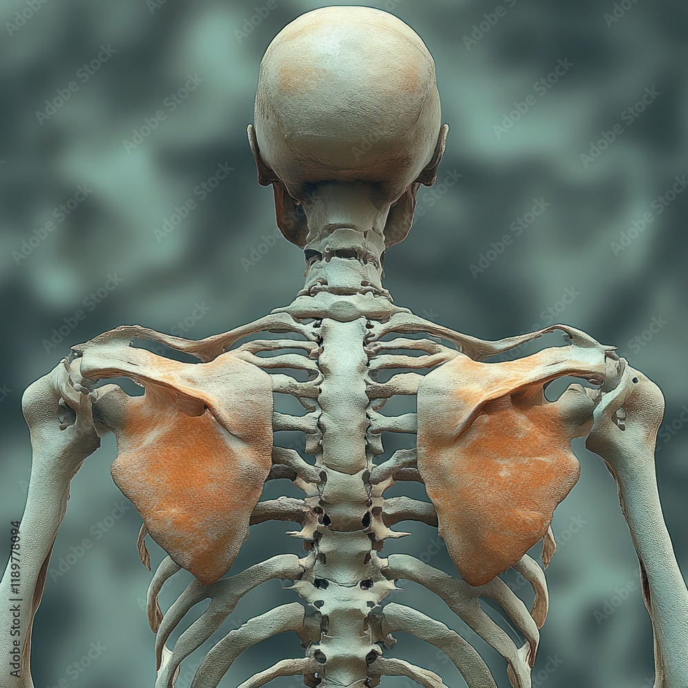 Human Skeleton Posterior View with Focus on Shoulder Joints and ...