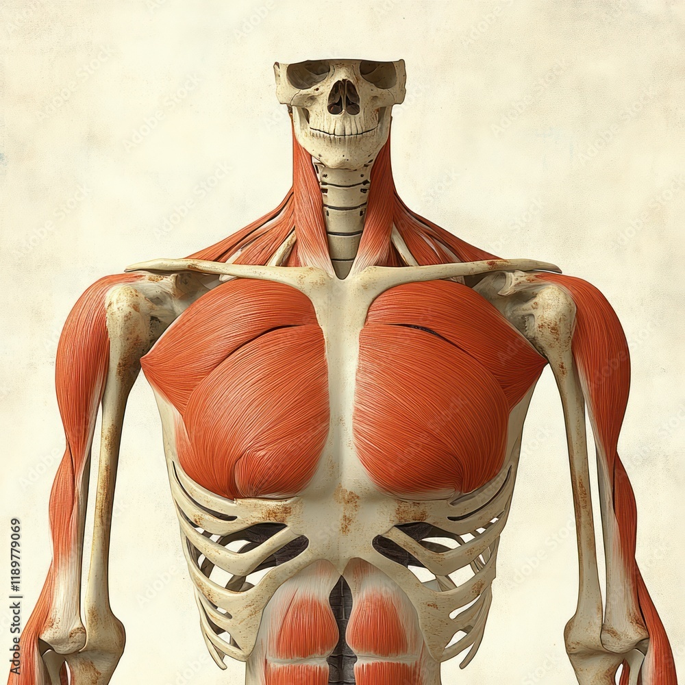 Detailed Anatomical Illustration of Pectoralis Major Muscles in ...