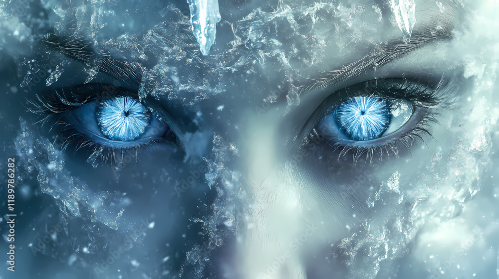 Mystical frostbite frostwisp in frozen tundra: icy shards and piercing ...