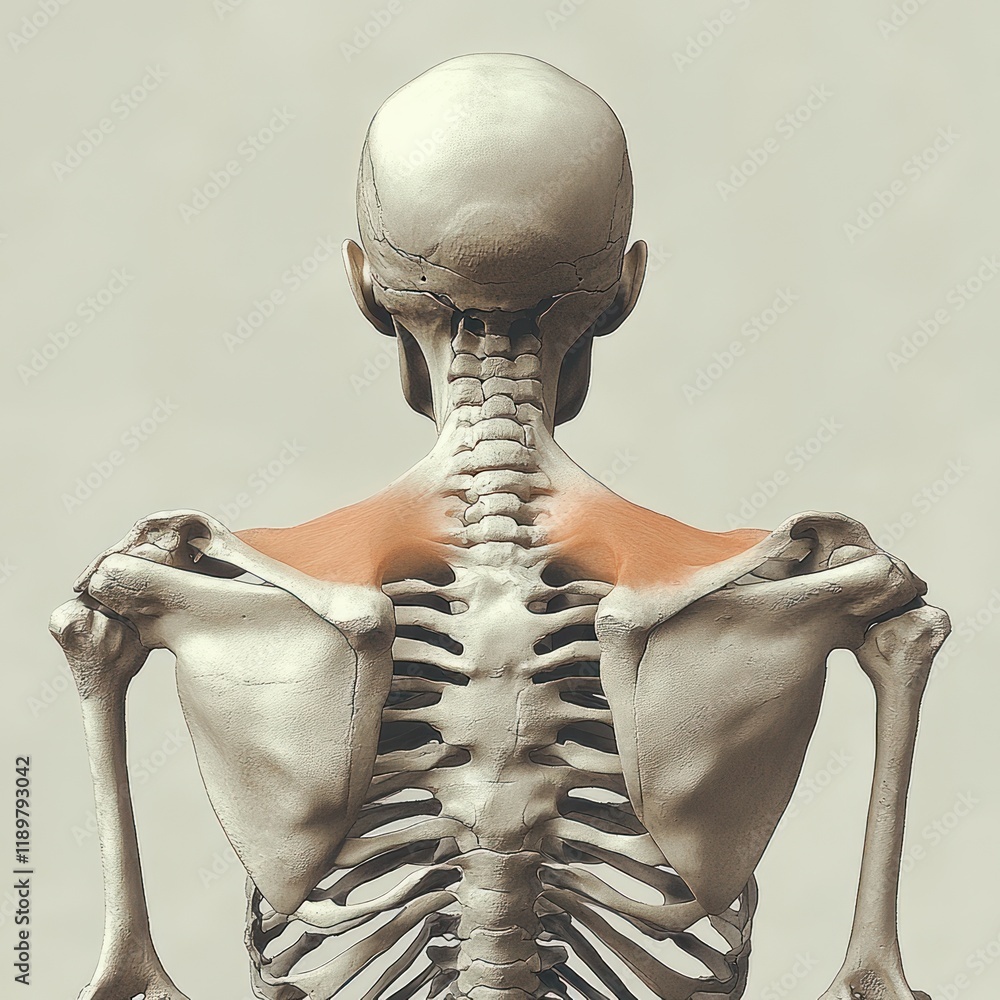 Human Skeleton Posterior View with Focus on Shoulder Joints and ...