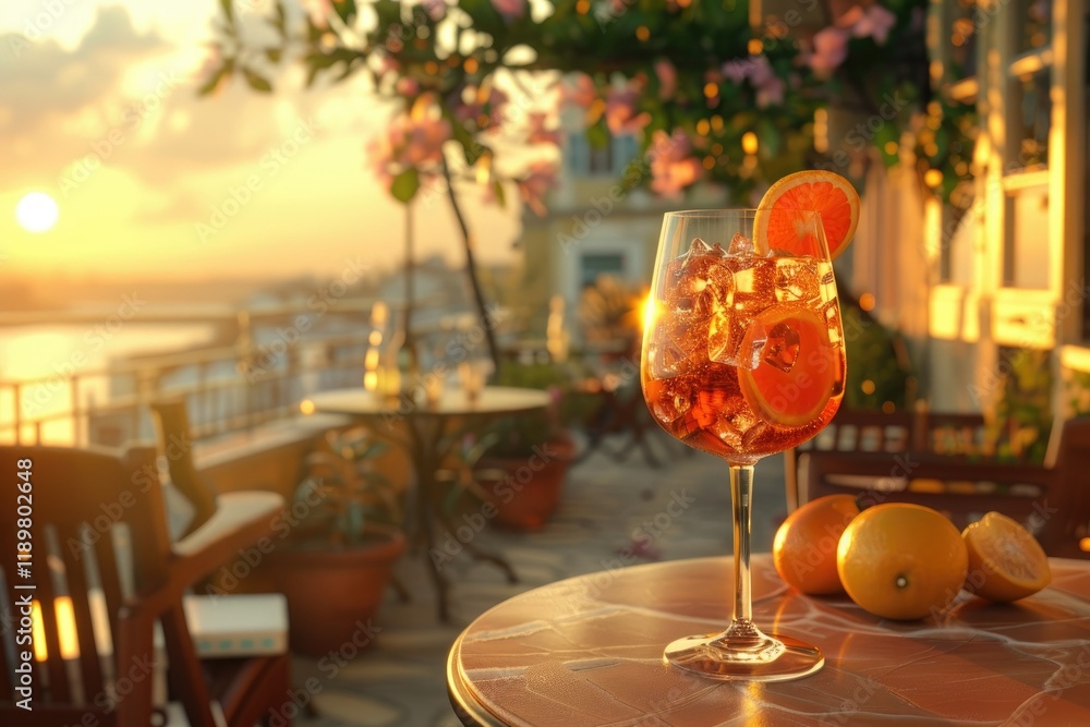 Premium Quality Picture of Aperol Spritz Cocktail Server on Cafe Patio ...