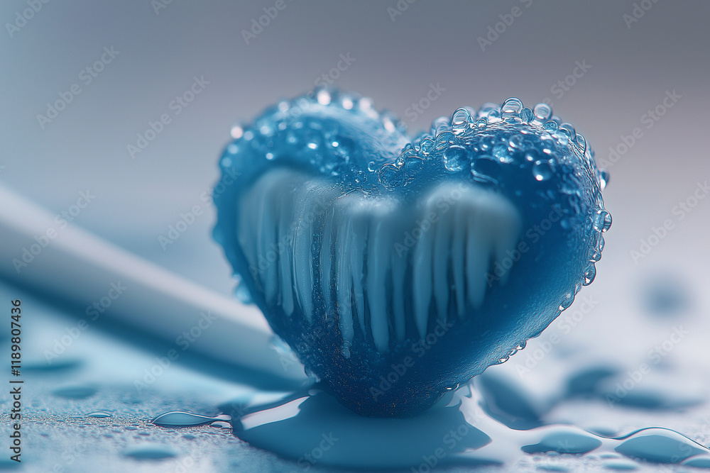 The toothpaste is shaped like the heart symbol, with blue and white ...