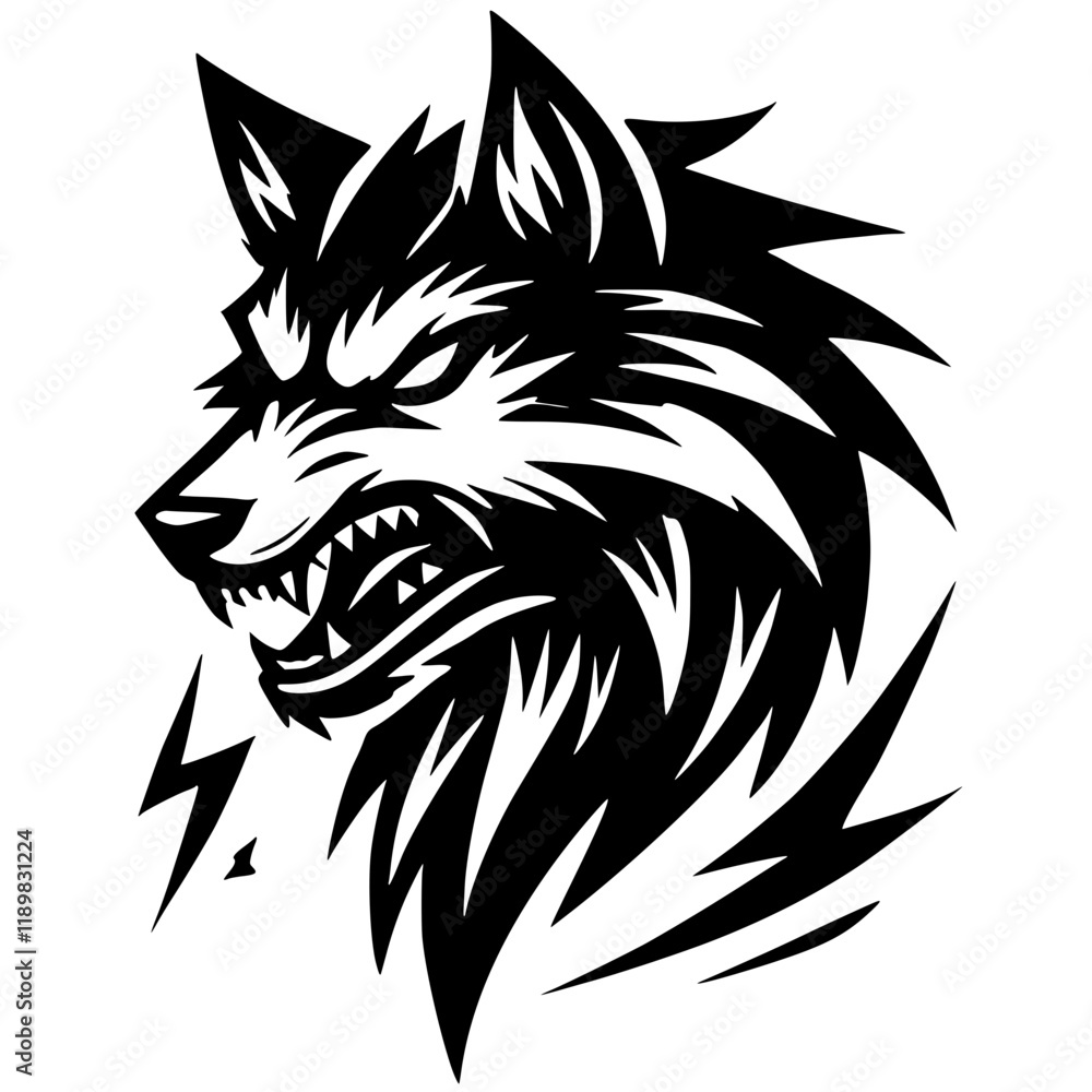 Angry wolf silhouette vector design Stock Vector | Adobe Stock