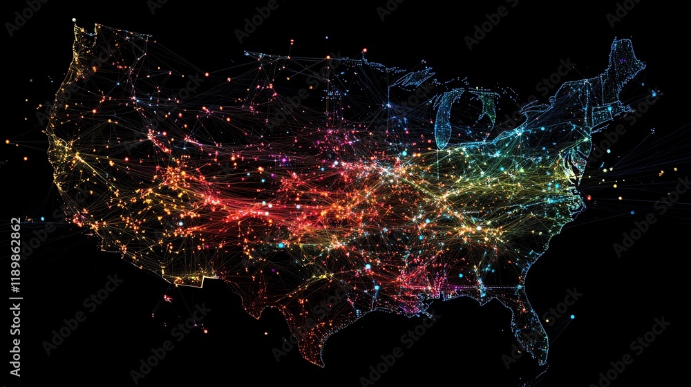 Visual Representation Of Interconnectedness Across The United States