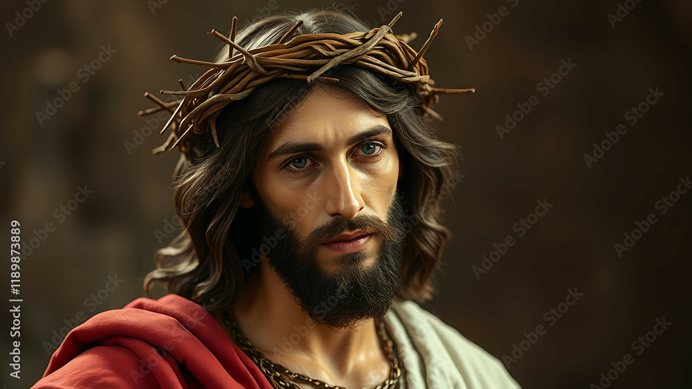 Jesus Christ with crown of thorns, crucifixion, holy week Stock Photo ...