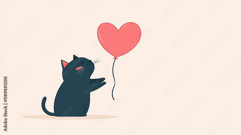 Cat heart, A pastel pink background image with space for text, designed ...