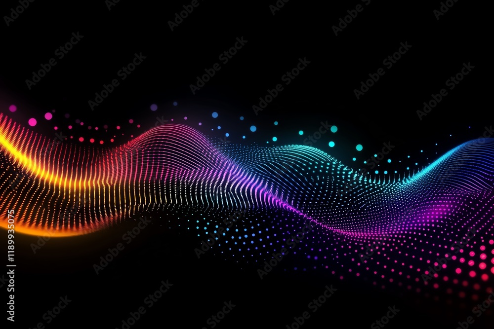 Abstract dash dot lines forming a continuous wave, digital flow pattern ...