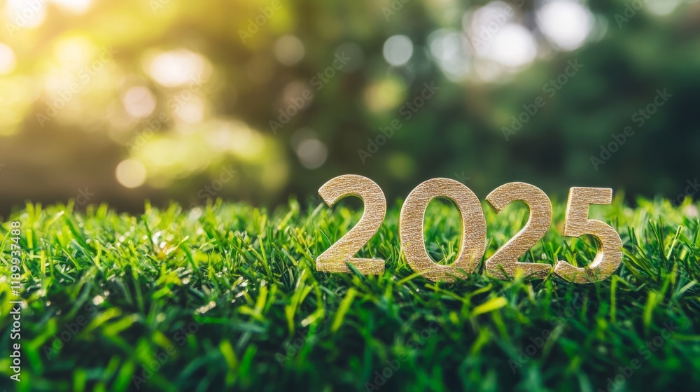 Sustainable Environment Development Goals, 2025 symbol on green grass ...