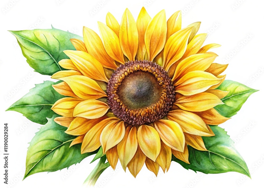 Watercolor Sunflower Bud Clipart: Yellow Flower Hand Drawn Clip Art Set ...