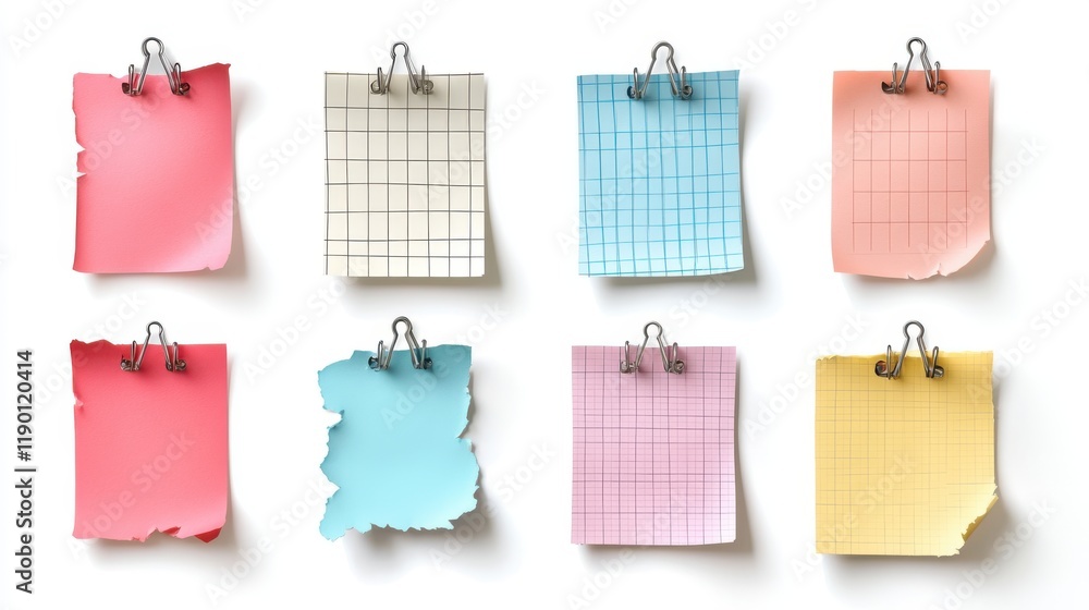 note paper with pin binder clip push pin adhesive tape and tack blank ...