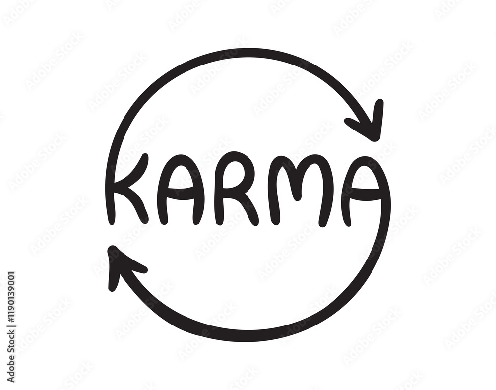 Karma arrows concept doodle hand drawn icon social media. Outline ...