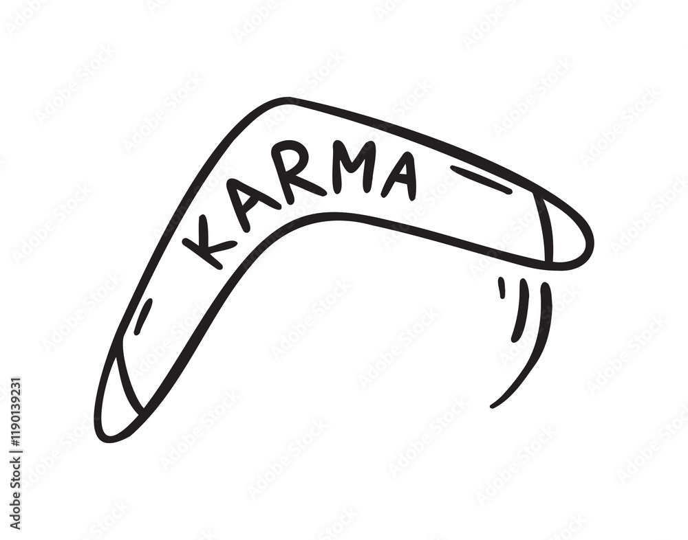 Karma boomerang and karma concept doodle hand drawn icon social media ...