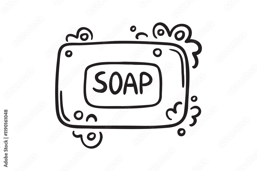 bar soap doodle hand drawn icon. Outline drawing bar soap line clipart ...