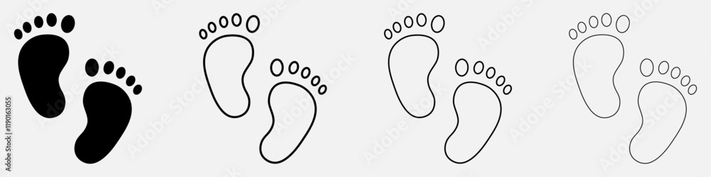 Set of baby footsteps different style. Baby footsteps vector set in ...