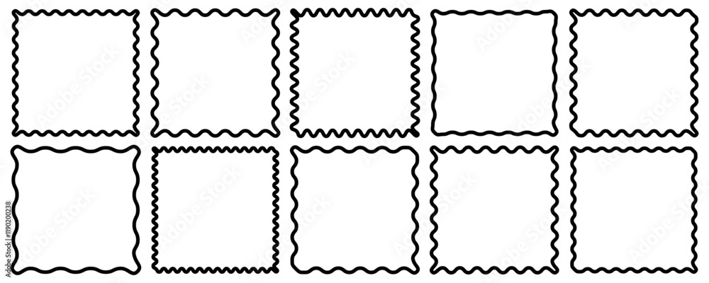 Vector de Stock Scalloped edge border and frame set. The outline of the ...