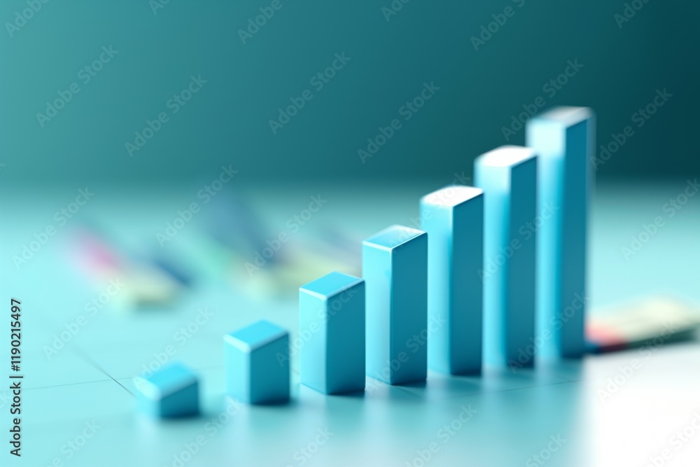 Abstract Representation of Growth With Blue Bar Graph, A 3D bar graph ...