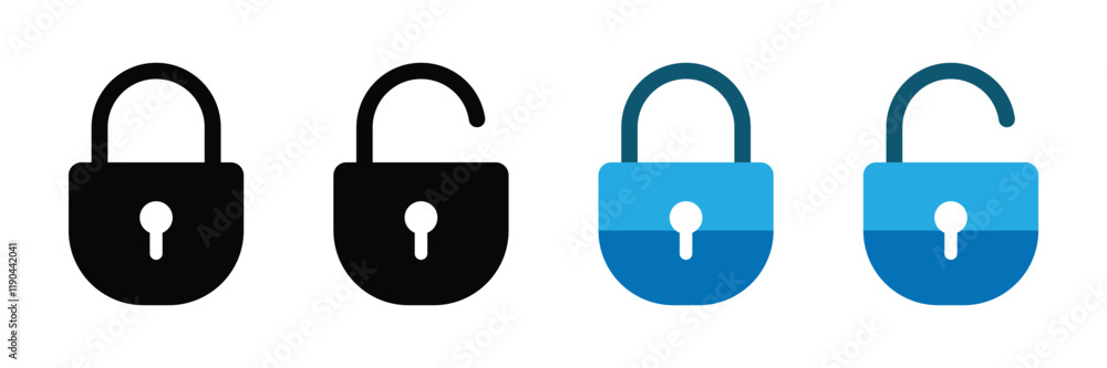 lock icon set. locked and unlocked icons for app, ui, ux and website ...