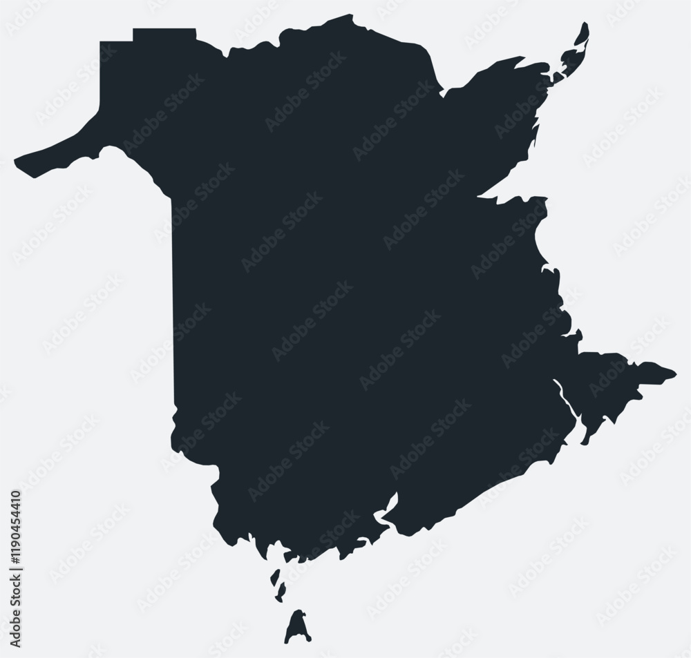 New Brunswick map. Just a simple border map. Shape of the province ...