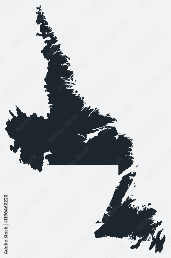 Newfoundland map. Just a simple border map. Shape of the province. Flat ...