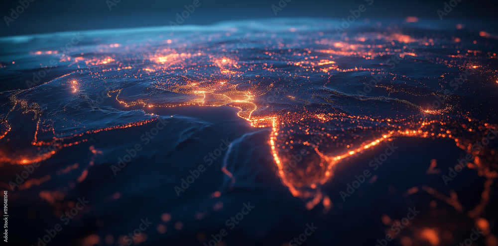 Abstract map of Saudi Arabia, Middle East and North Africa, concept of ...