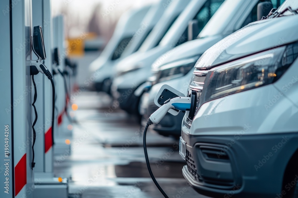 Electric vehicle fleet charging at logistics center renewable energy ...