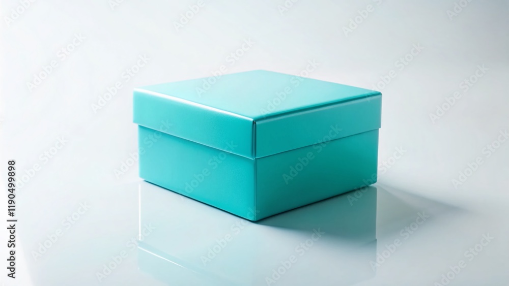 Aqua Blue Box Mockup: Isolated White Background Product Presentation ...