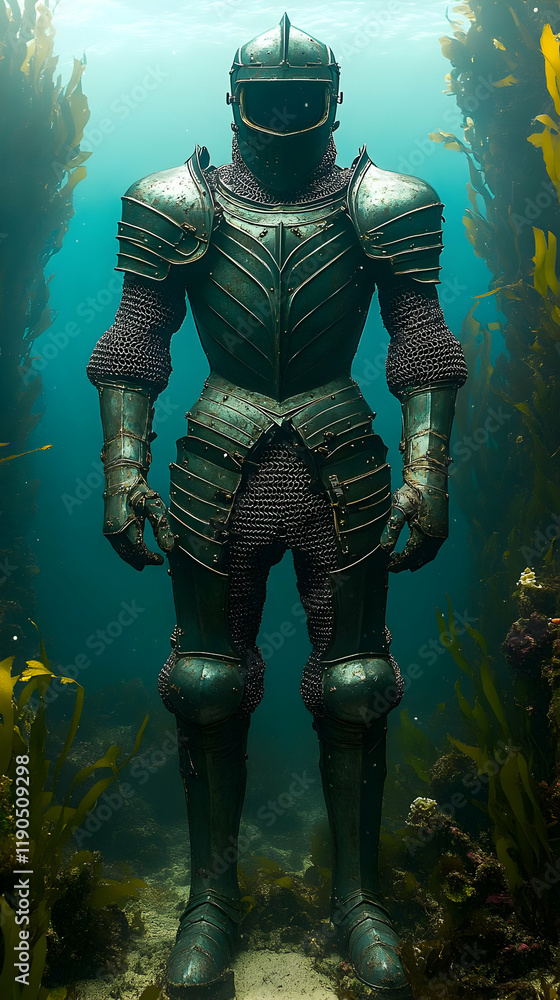 Submerged Medieval Knight Armor in Kelp Forest: A Pixel Art Fantasy ...