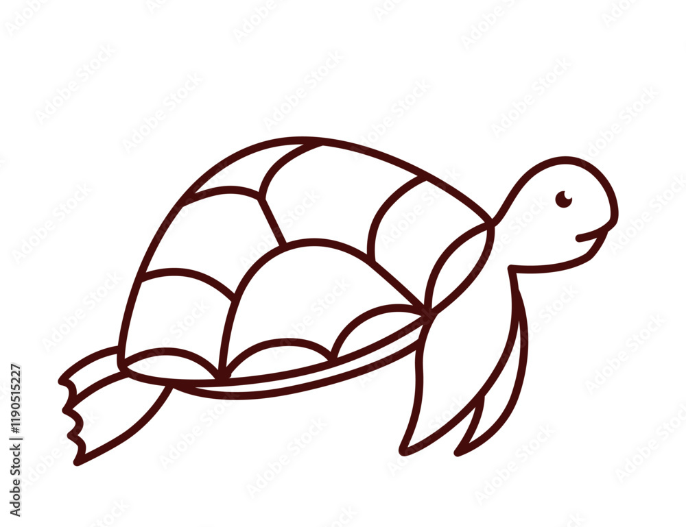 Vector line icon of sea turtle, coloring page for kids, outline ...