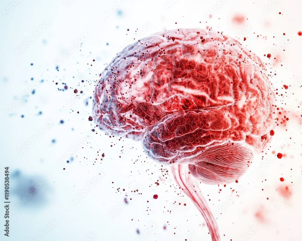 Visual representation of blood clots forming in the brain arteries ...