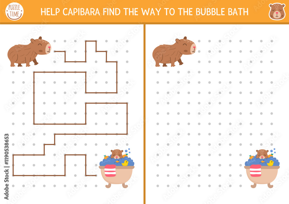 Capybara drawing, writing, tracing, space orientation activity for kids ...