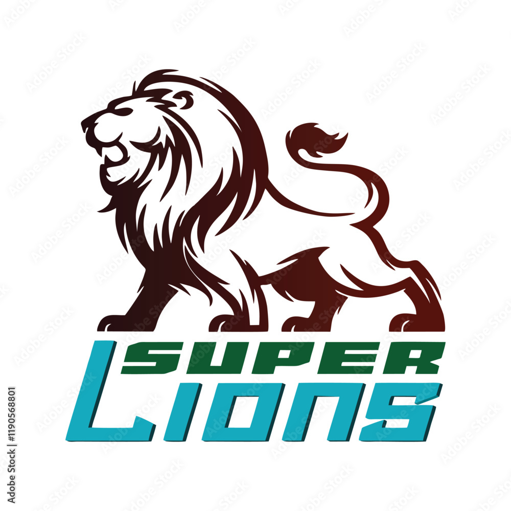 Super Lions Logo: A bold and powerful lion logo, roaring with ...