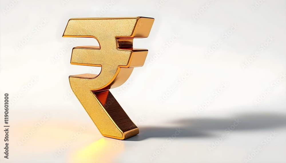 Rupee Currency Sign Symbols Gold Color, 3d render isolated on white ...