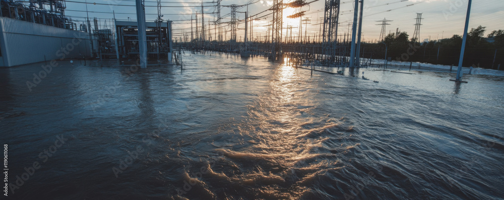 Floodwaters inundate power plant, showcasing impact of severe weather ...