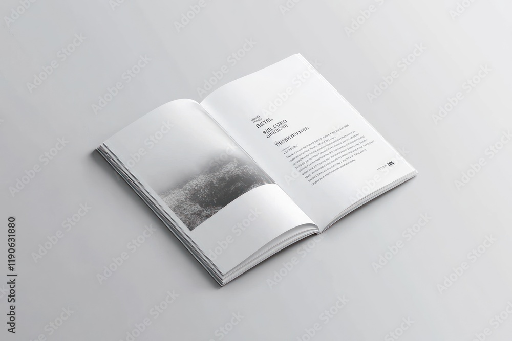 Open book mockup, landscape photo, white background, design preview ...