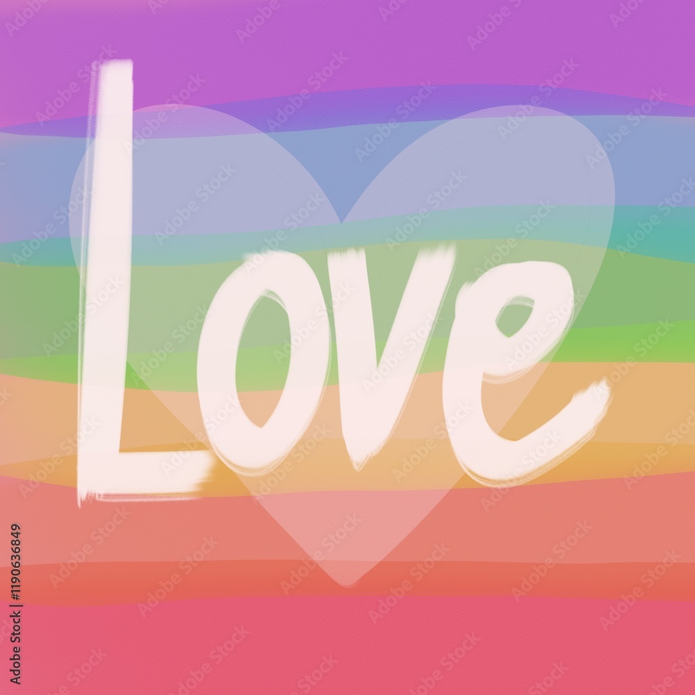 Love background, rainbow LGBT wallpaper with heart and the word Love ...