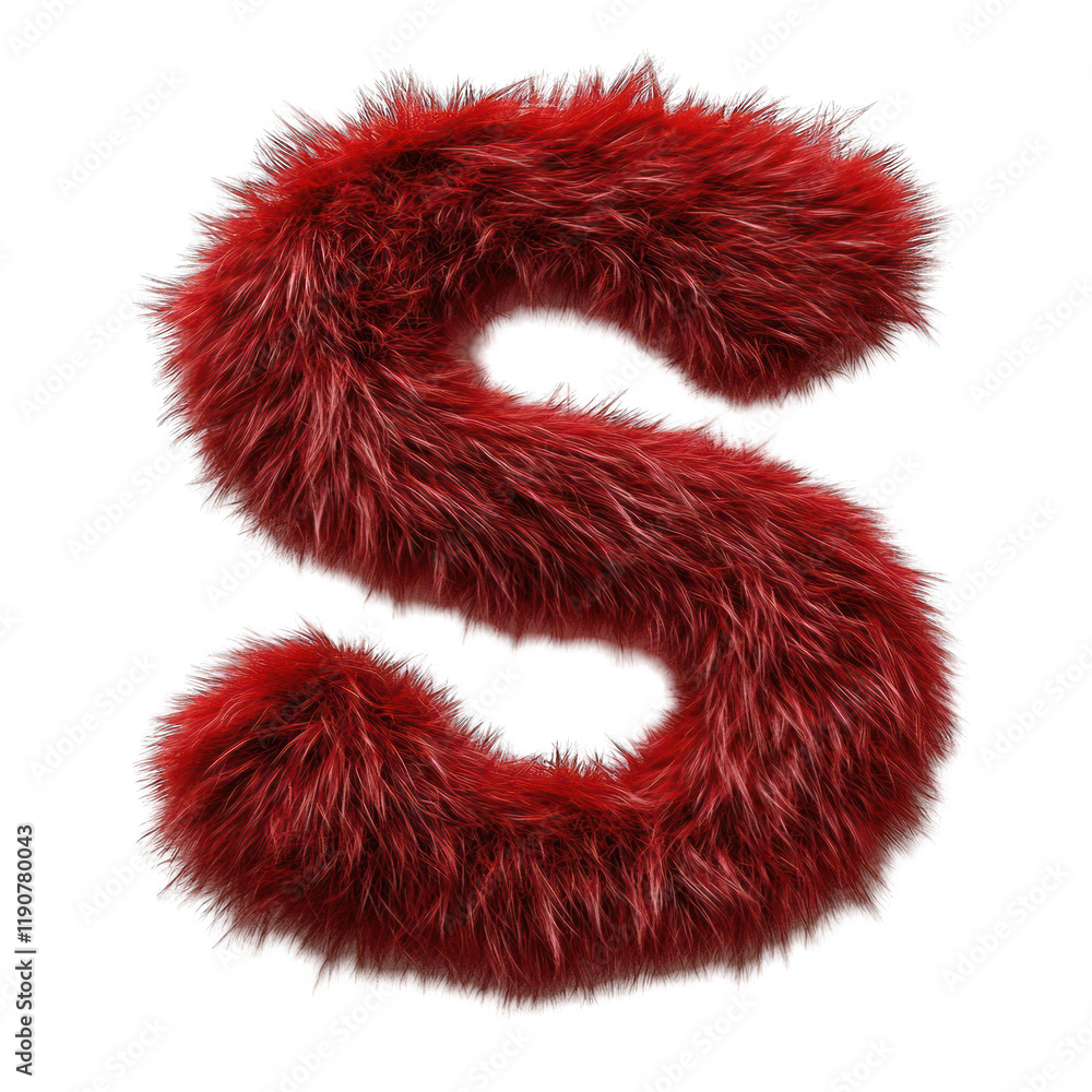 Red furry alphabet letter S isolated on transparent background Stock ...