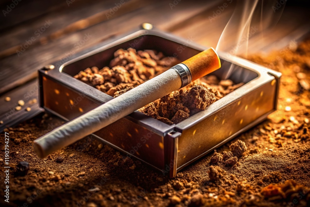 Still Life Photo of a Cigarette with Brown Filter and Ash in a Box ...