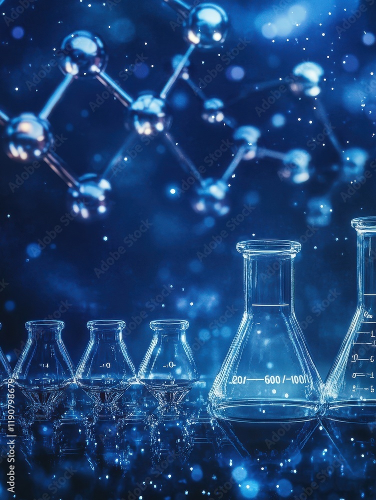 A chemistry-themed background featuring molecular structures, chemical ...